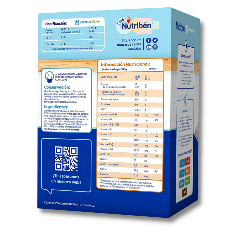 Nutribén Innova papilla 8 cereales 600 gr - Salunatur