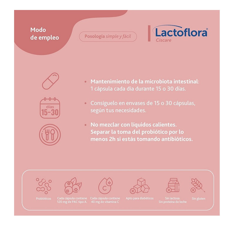 Lactoflora Ciscare de 30 capsulas - Salunatur